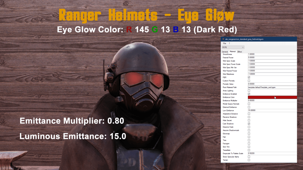 Ranger Helmets - Eyes Glow - Fallout 76 Mod download