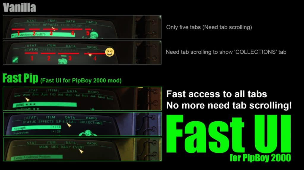Fast Pip - Fast UI for PipBoy 2000 - Fallout 76 Mod download