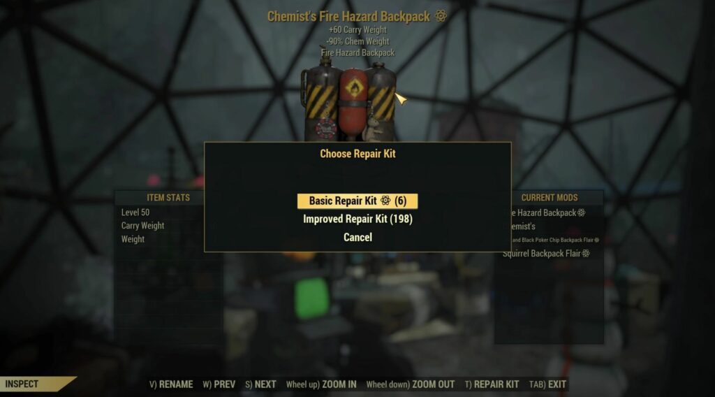 Use Repair Kits in Examine Menu - Fallout 76 Mod download