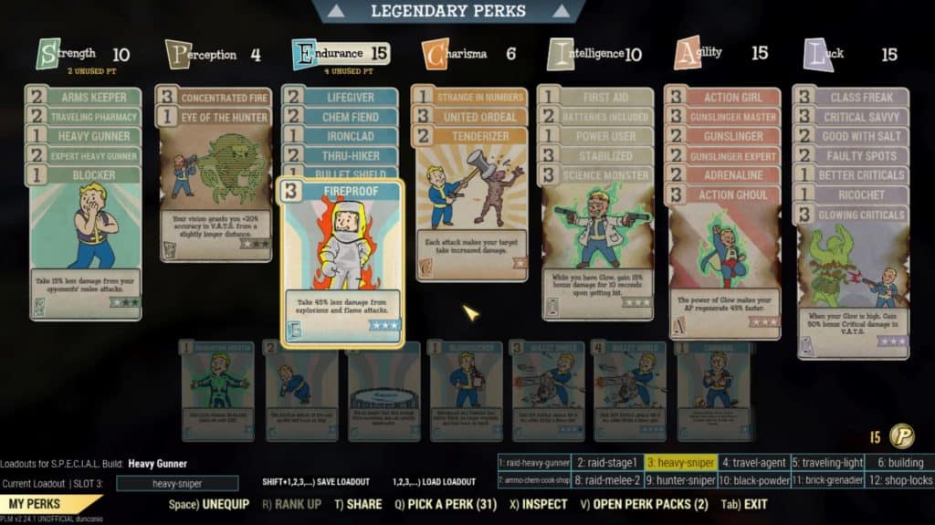 Perk Loadout Manager with S.P.E.C.I.A.L. tracking v2.24.9 - Fallout 76 ...